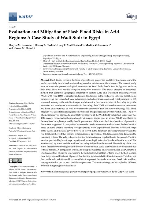 Pdf Evaluation And Mitigation Of Flash Flood Risks In Arid Regions A