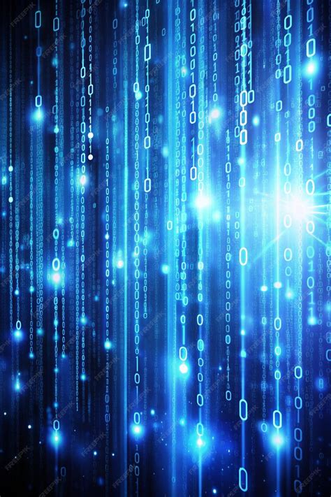 Binary Computer Code Matrix Blue Abstract Background Premium Ai Generated Image
