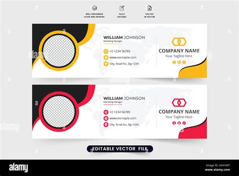 Modern Email Signature Decoration For Individual Web Footer Corporate Email Signature Vector