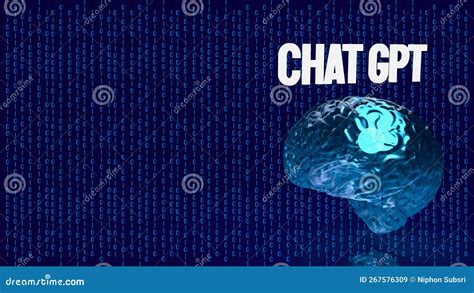 The Chat Gpt Text And Brain For Technology Concept 3d Rendering Stock Illustration