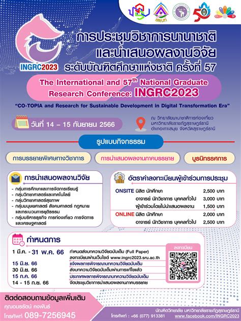 ประชาสัมพันธ์การประชุมวิชาการนานาชาติและนำเสนอผลงานวิจัยระดับบัณฑิตแห่งชาติ ครั้งที่ 57 The