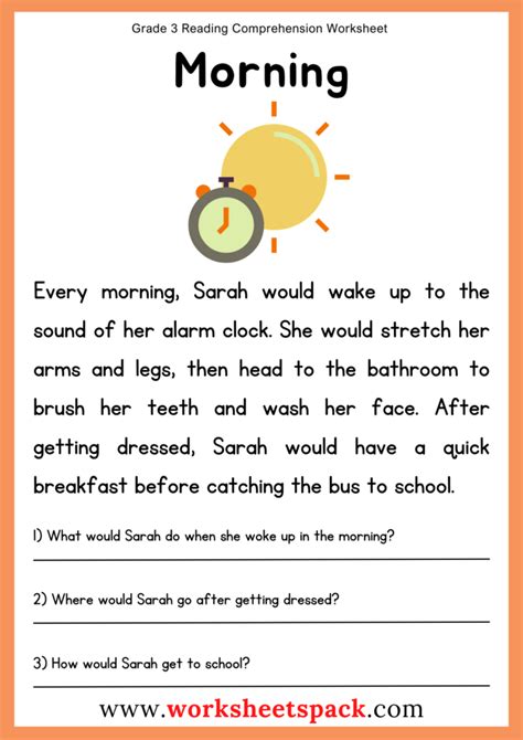 Grade 3 Reading Comprehension Worksheets Vocabulary