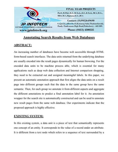 Annotating Search Results From Web Databases Docx