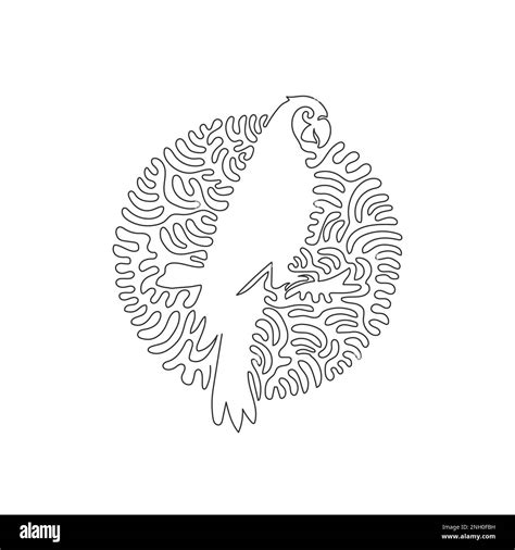 Single One Curly Line Drawing Of Cute Parrot Abstract Art Continuous