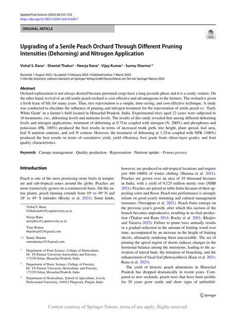 Upgrading Of A Senile Peach Orchard Through Different Pruning