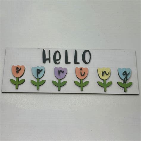 Hello Spring Tulip Flower Sign Glowforge Shop