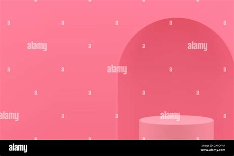 Pink 3d Podium Museum Cylinder Exhibition Archway Wall Basic Foundation