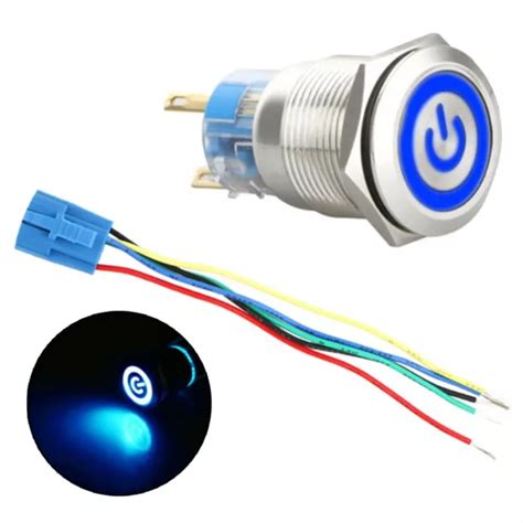 SELF LOCKING SWITCH BUTTON Switch 5A 30VDC Blue Red Green ON OFF 19mm Metal 8 16 PicClick UK