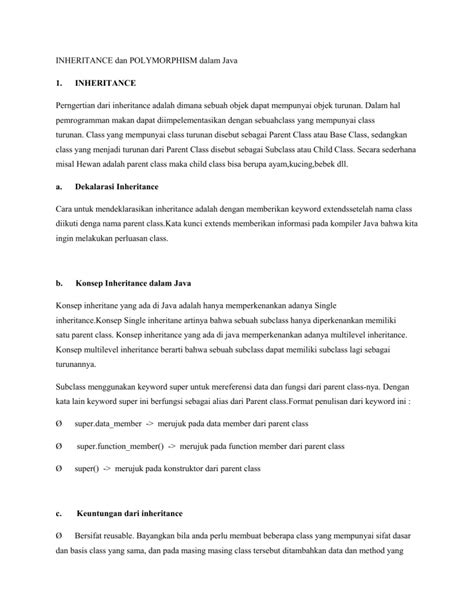 Tugas Online 3 Rangkuman Inheritance Dan Polymorphism