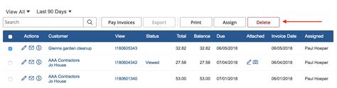 Web Dashboard Delete An Invoice InvoiceASAP Support