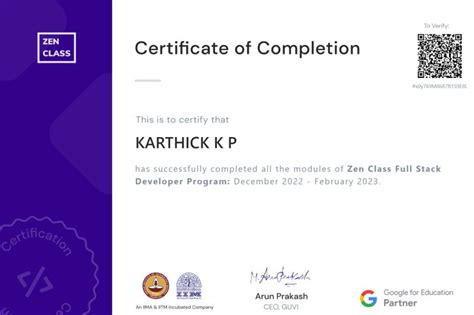 K P Karthick On Linkedin Fullstackdeveloper Guvigeek Certification