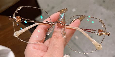 Glitter Eyeglasses Golden Rimless Eyeglass In 2024