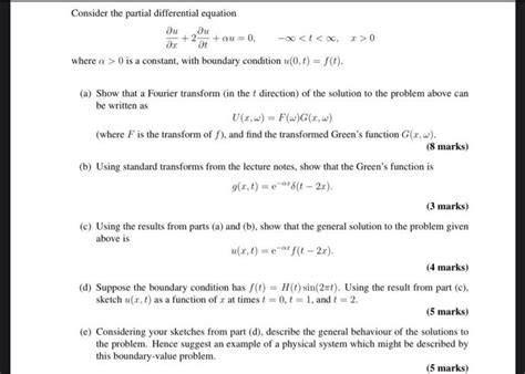 Solved Consider The Partial Differential Equation Chegg
