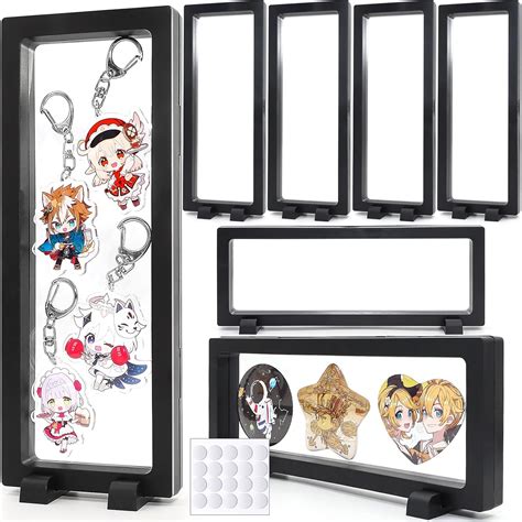 Jp Cozenre ラバーストラップ アクリルキーホルダー 収納 ディスプレイスタンド 7個セット 缶バッジ 展示 耐久性 おしゃれ ディスプレイケース 取り外せる台座