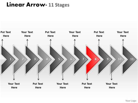 Linear Arrow 11 Stages 9 PowerPoint Presentation Pictures PPT Slide Template PPT Examples