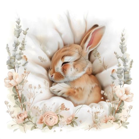 Easter Bunny Sleeping Rabbit Clipart High Quality 1  Watercolor