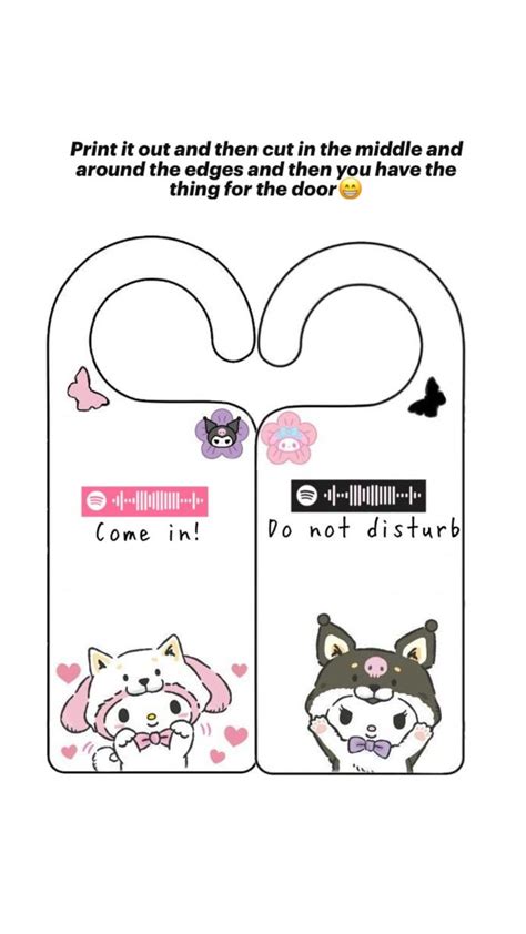 Door Handle Do Not Disturb Or Come On In Hello Kitty Crafts Hello Kitty Printables Diy Hello