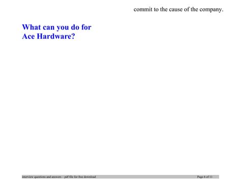 Ace Hardware Interview Questions And Answers PPT Ace Hardware Interview Questions And Answers PPT