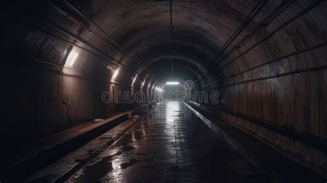 Modern Dark Sci Fi Futuristic Corridor Passage Hallway Tunnel Neon Light Ai Generated Stock