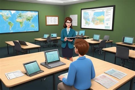 premium photo interactive learning teacher utilizing virtual lab software