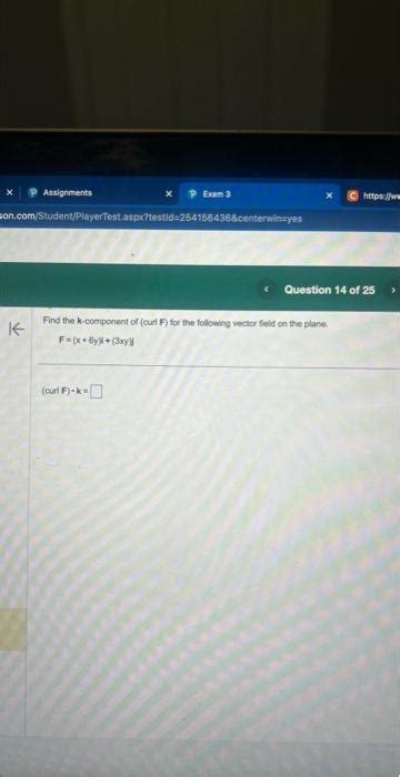Solved Find The K Component Of Curl F For The Following