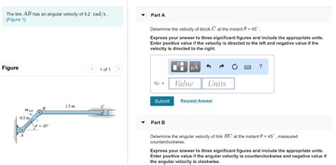 Solved The Link Ab Has An Angular Velocity Of 42 Rads