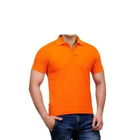 Half Sleeve Orange Mens Plain Cotton T Shirt Size Xl At Rs 105 In