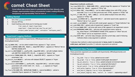 comet ml cheat sheet supercharge your machine learning workflow by
