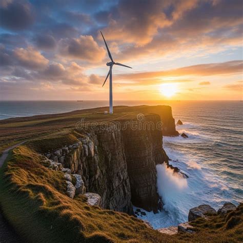 Turbine A Symbol Of Sustainable Energy Stands Tall And Solitary On
