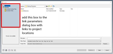 add project locations box to link parameters dialog autodesk community