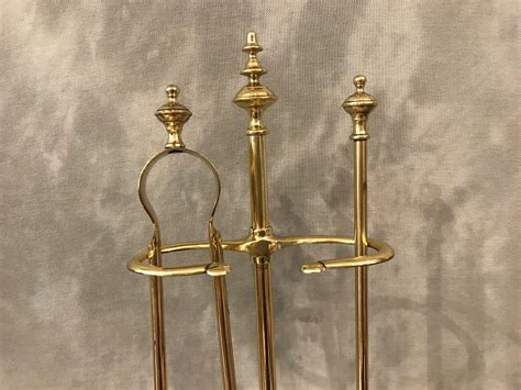 Proantic Antique Fireplace Servant In Polished And Varnished Brass Fr