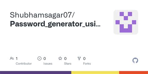Github Shubhamsagar07passwordgeneratorusingjs