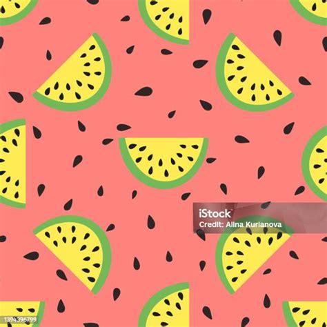 수박 슬라이스 원활한 패턴 여름 과일과 베리 배경 직물 디자인 선물 종이 아기 옷 섬유 카드를위한 벡터 일러스트 레이 션 0명에 대한 스톡 벡터 아트 및 기타 이미지