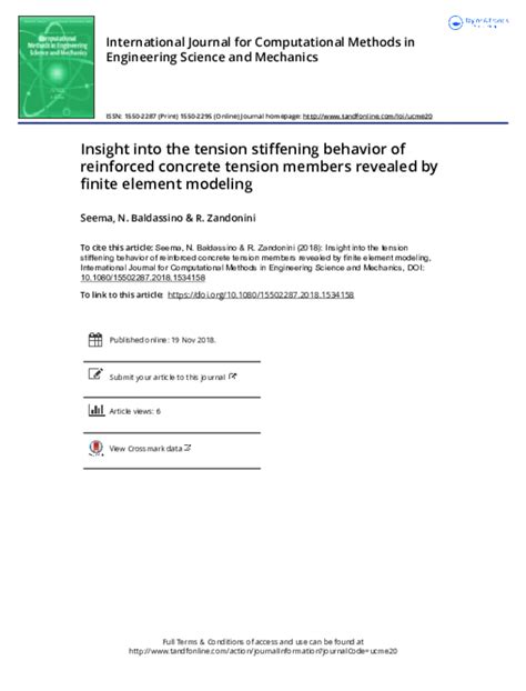 Pdf Insight Into The Tension Stiffening Behavior Of Reinforced Concrete Tension Members