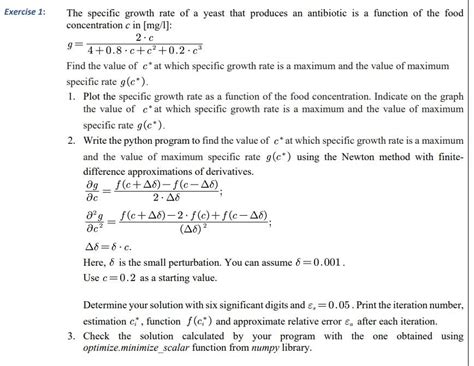Solved Exercise 1 The Specific Growth Rate Of A Yeast That