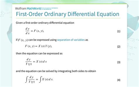 First Order Ordinary Differential Equation From Wolfram Mathworld