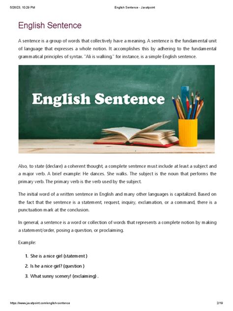 English Sentence Javatpoint Pdf Sentence Linguistics Subject
