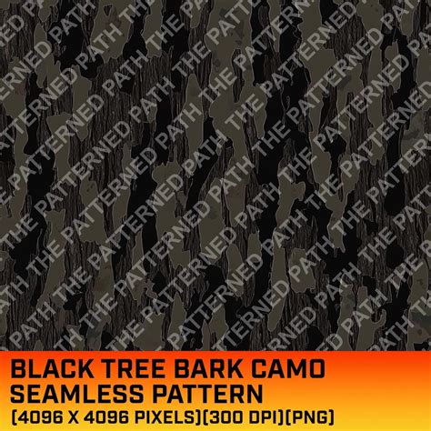 Black Tree Bark Camouflage Pattern Digital Paper Hunting Camo Hunting Life Commercial Use