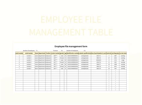 Employee File Management Table Excel Template And Google Sheets File For Free Download Slidesdocs