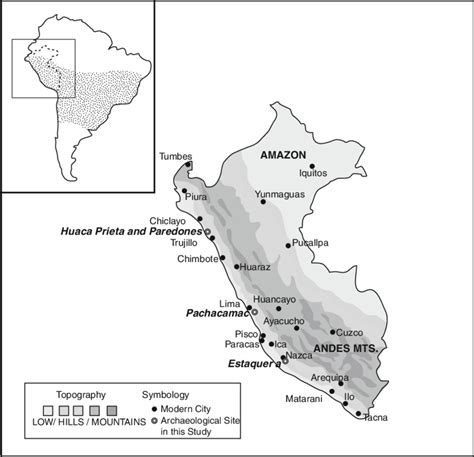 Map Of Peru Showing The Locations Of Archaeological Sites Included In
