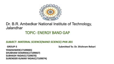 Topic Energy Band Gap Material Science Ppt Pptx