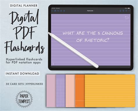Aesthetic Digital Flashcards For Goodnotes And Notability Hyperlinked Flashcard Pdf Digital