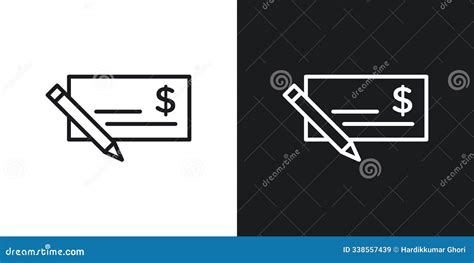Signing Cheque Icon Thin Line Illustration Set