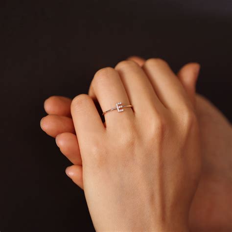 Diamond Initial Ring Diamond Monogram Diamond Ring Diamond Letter