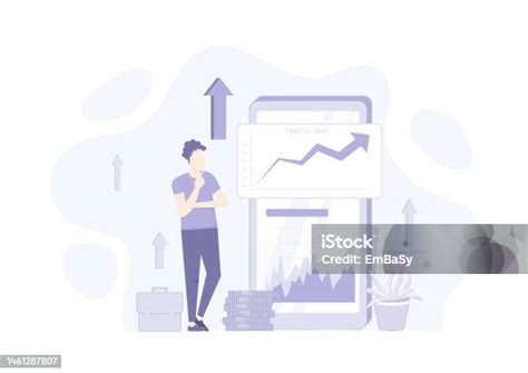 재무 그림입니다 주식 시장에 돈을 투자하는 캐릭터 재무 그래프 차트 및 다이어그램을 검사하는 사람들 주식 거래 개념입니다 벡터 그림입니다 개념에 대한 스톡 벡터 아트 및