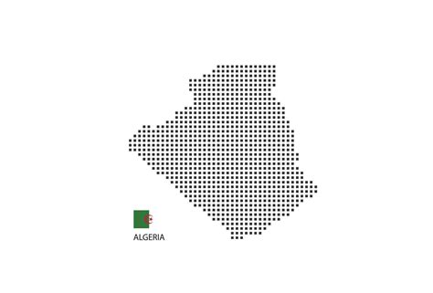 Vector Square Pixel Dotted Map Of Algeria Isolated On White Background With Algeria Flag