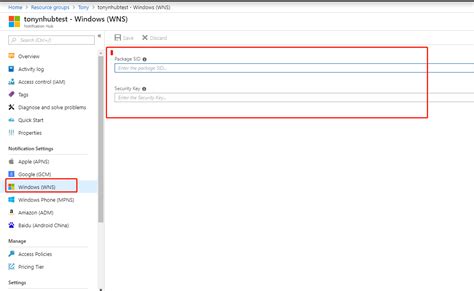 C Azure Push Notifications Failed To Send Test Message Stack