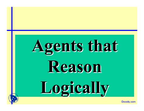 Reasoning Agents Embedded Intelligent Robotics Lecture Slides