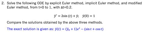 solve the following ode by explicit euler method