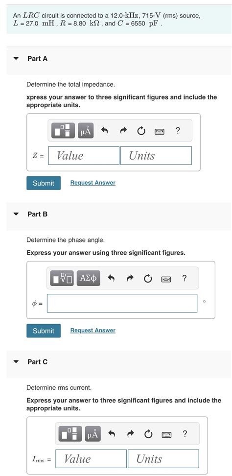 Solved An Lrc ﻿circuit Is Connected To A
